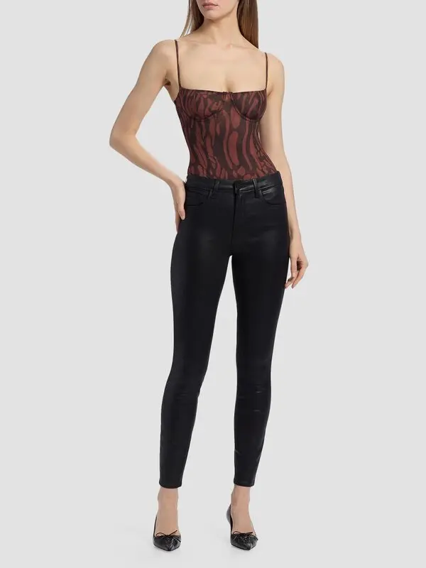 Good American Corset Demi Mesh Bodysuit - Java Warped Leopard