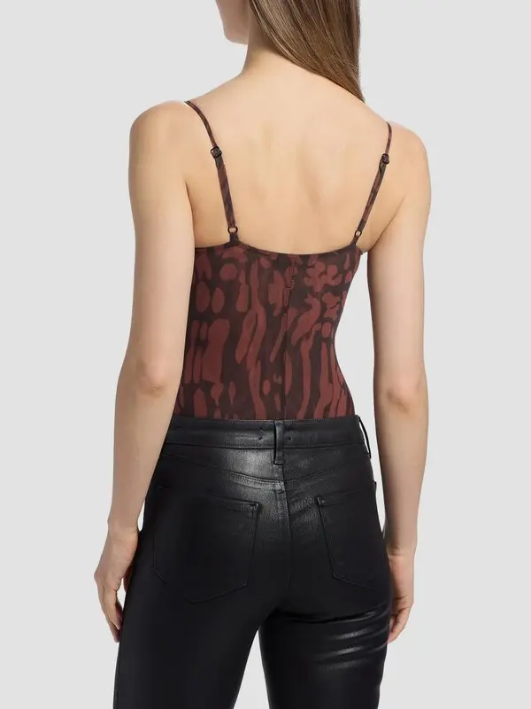 Good American Corset Demi Mesh Bodysuit - Java Warped Leopard