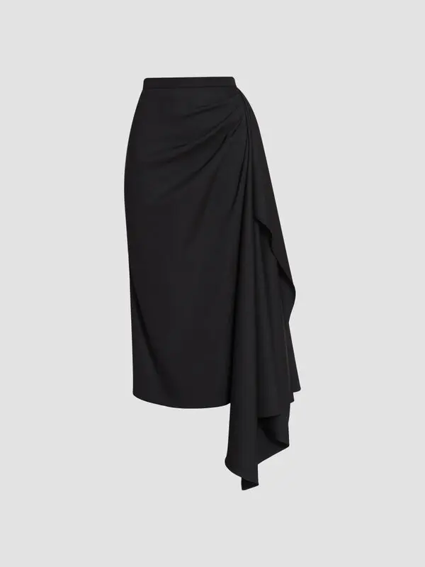Erdem Draped Midi Pencil Skirt - Black