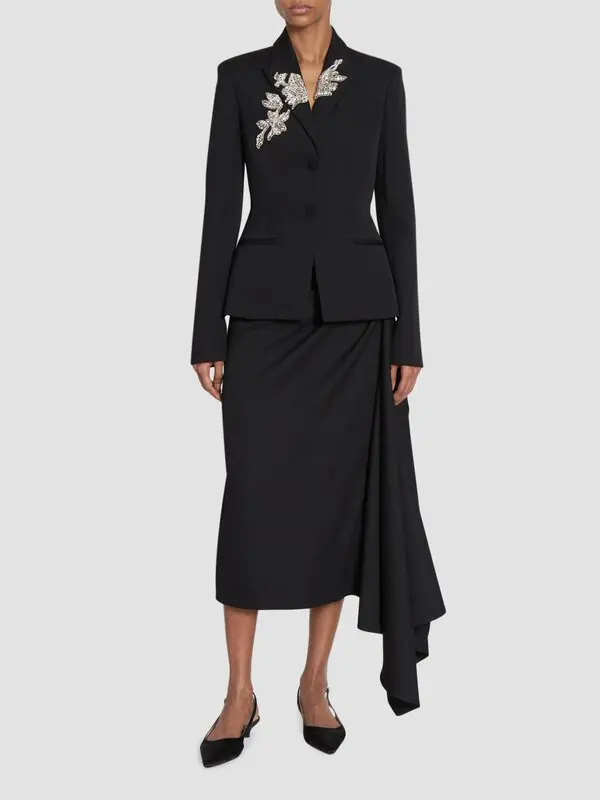Erdem Draped Midi Pencil Skirt