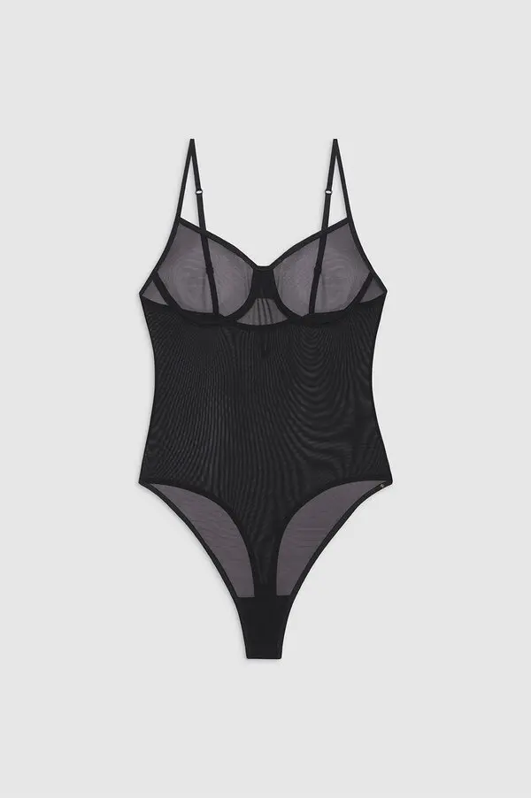 ANINE BING Vena Sheer Mesh Bodysuit