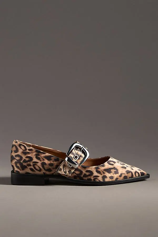 Maeve Pointed-toe Moto Mary Jane Flats - Leopard