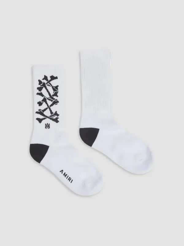 Amiri Bones Stacked Cotton-blend Socks - White Black