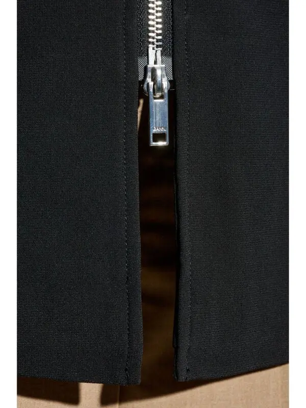 GANNI Bonded Crepe Jacket With Zip-up And Spread Collar