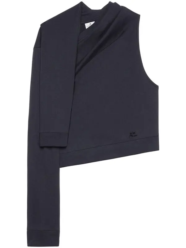 COURREGES Asymmetric Off-shoulder Sweatshirt - Black