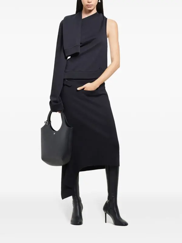 COURREGES Asymmetric Off-shoulder Sweatshirt - Black