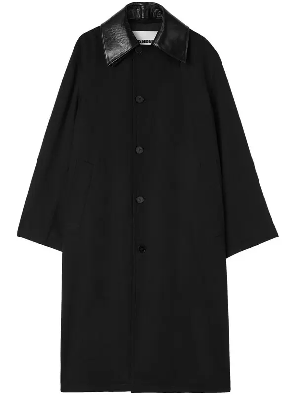 JIL SANDER Leather-collar Coat