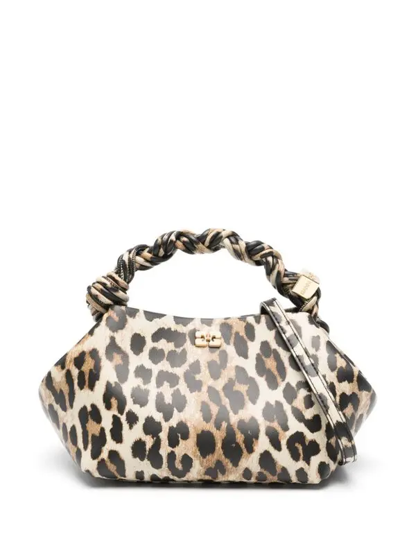 GANNI Small Leopard Print Cross Body Bag - Brown