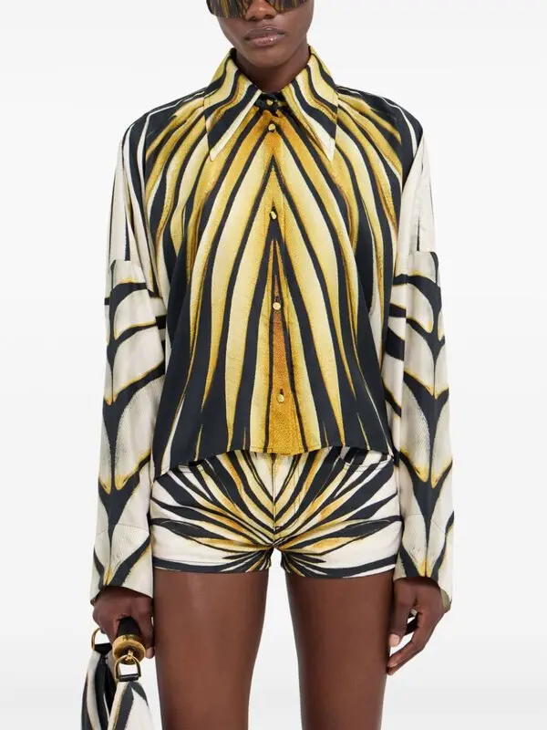 Roberto Cavalli Ray Of Print Silk Shirt - Gold