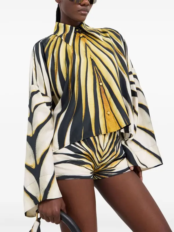 Roberto Cavalli Ray Of Print Silk Shirt - Gold