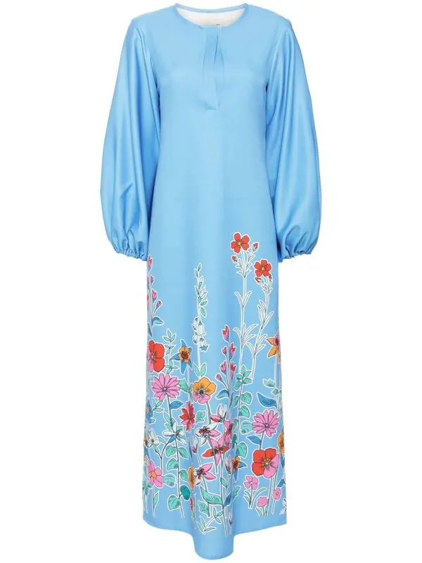 BAMBAH Hibiscus Tuscan Dress - Blue