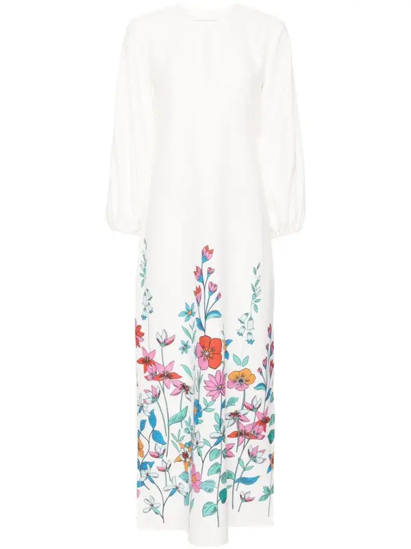 BAMBAH Hibiscus Tuscan Kaftan Dress - White