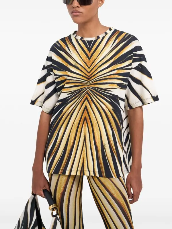 Roberto Cavalli Ray Of Print T-shirt - Gold