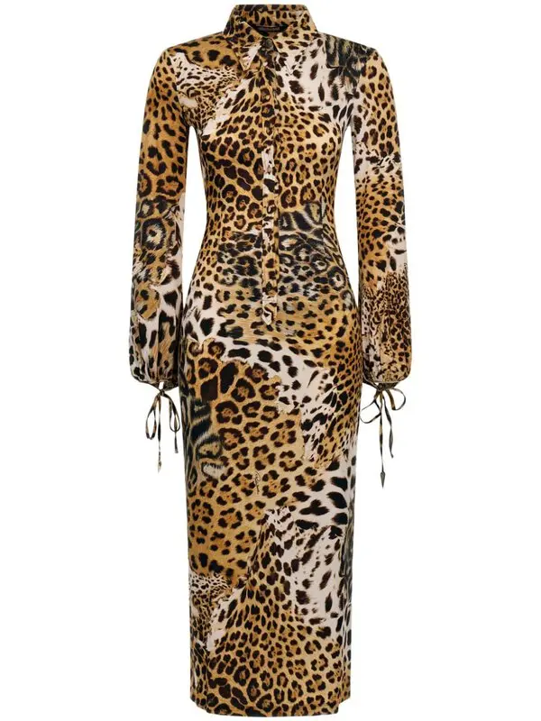 Roberto Cavalli Leopard-print Midi Dress