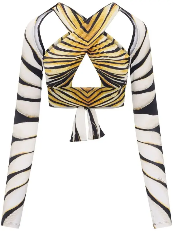 Roberto Cavalli Ray Of Gold Cropped Top - Neutrals