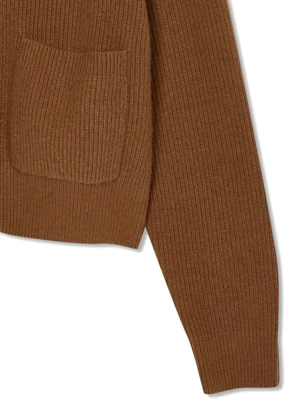 STUDIO TOMBOY Oversize-collar Zip-front Cardigan - Brown