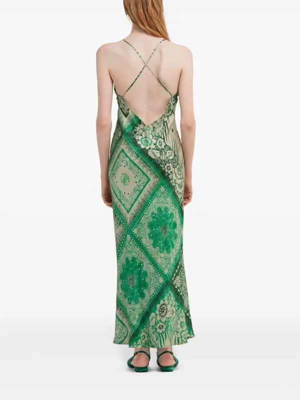 green roberto cavalli dress Roberto Cavalli Blue and Green Floral Print Sleeveless Dress main image 0