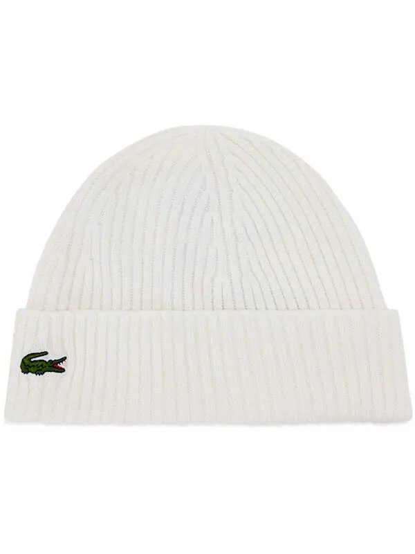 Lacoste Logo Beanie - White