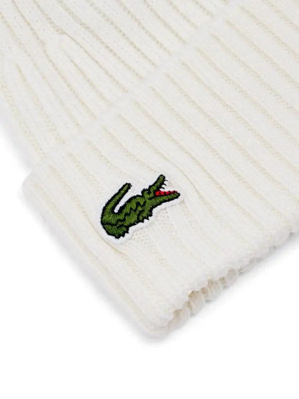 Lacoste Logo Beanie - White
