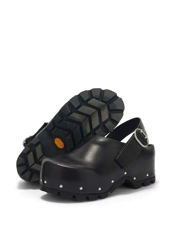 JIL SANDER Stud-embellished Leather Clogs