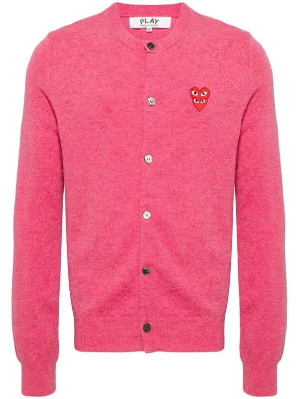 Play Comme Des Garcon Wool Cardigan - Pink