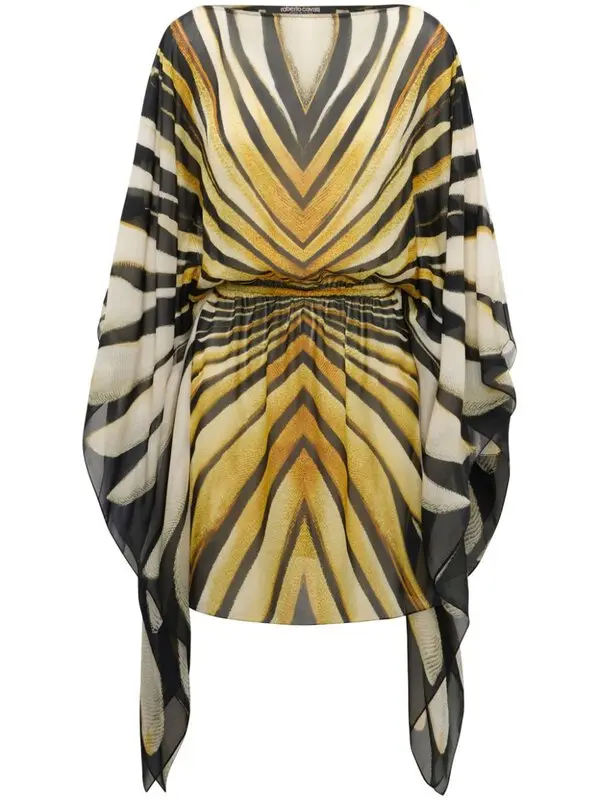 Roberto Cavalli Ray Of Print Chiffon Dress