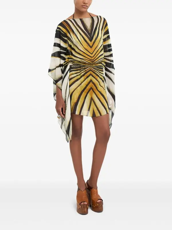 Roberto Cavalli Ray Of Print Chiffon Dress