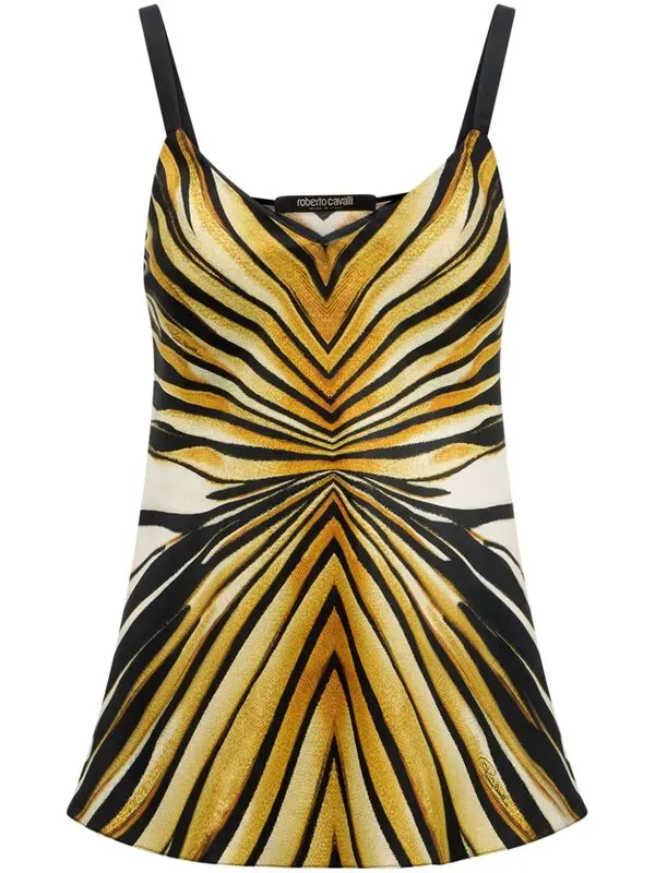 Roberto Cavalli Graphic Print Silk Top