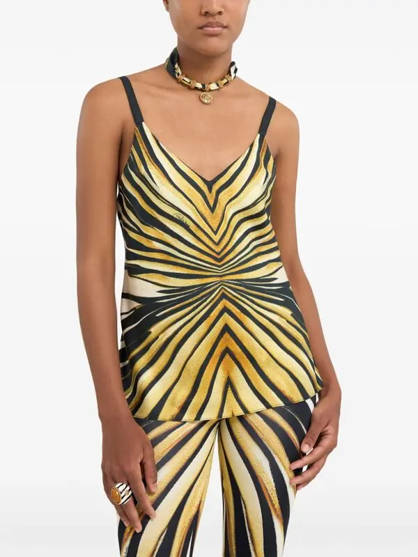 Roberto Cavalli Graphic Print Silk Top
