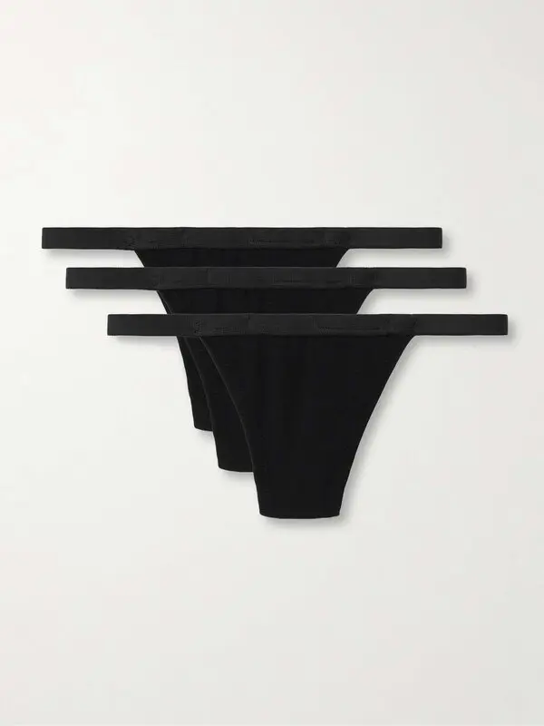 CDLP Set Of Three Stretch-tencel Lyocell Thongs