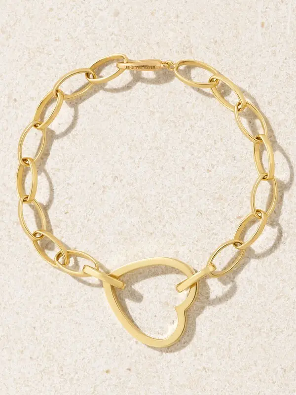 JENNIFER MEYER Medium Edith Open Heart Bracelet - Gold