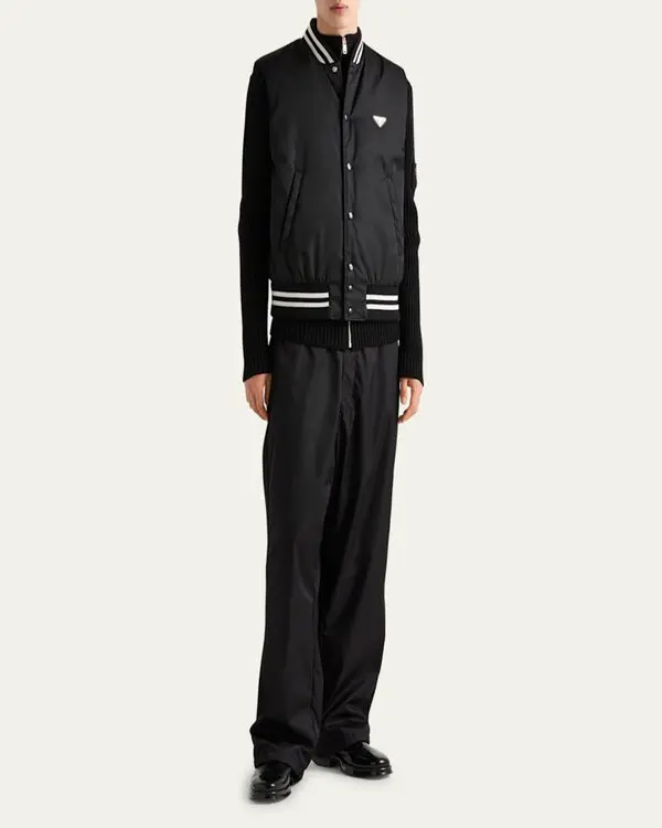 Prada Ribbed Virgin Wool Zip-up Sweater