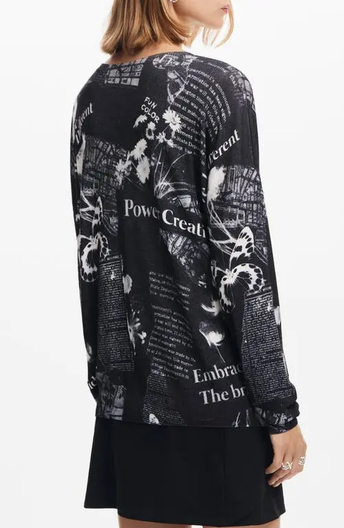 Desigual Printed V-neck Sweater