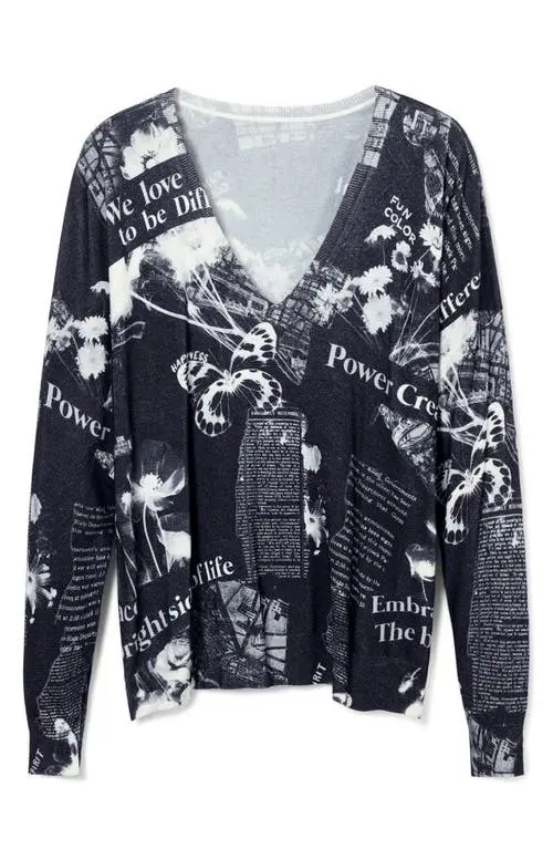 Desigual Printed V-neck Sweater