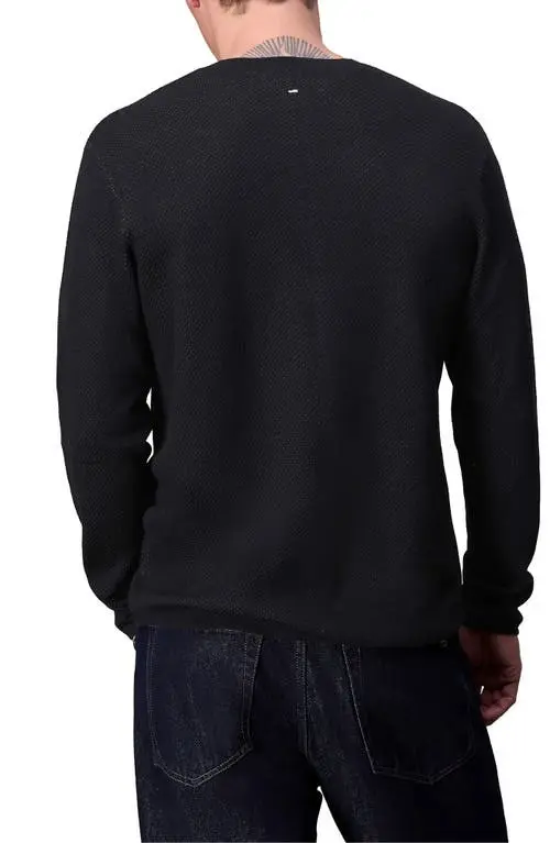 Rag Bone Bennet Wool Cotton Henley Sweater In Black 30% Off