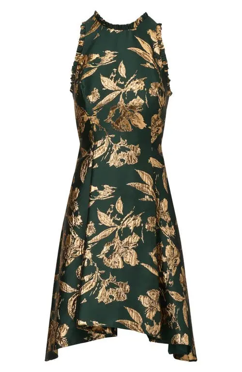 Buy Adrianna Papell Ruffle Sleeveless Jacquard Cocktail Dress - Hunter At  35% Off | Editorialist