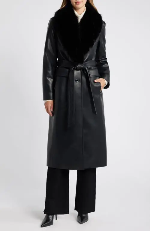 Michael Kors Belted Faux Leather Wrap Coat