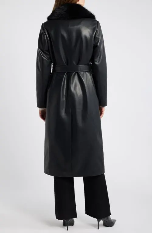 Michael Kors Belted Faux Leather Wrap Coat