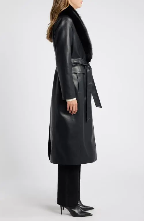 Michael Kors Belted Faux Leather Wrap Coat