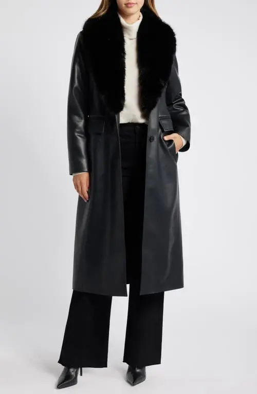 Michael Kors Belted Faux Leather Wrap Coat