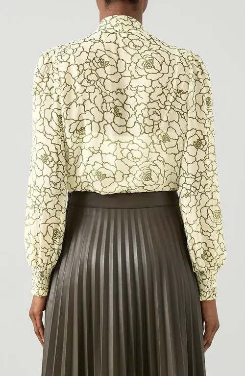 LK BENNETT Penny Peony Tie Neck Top