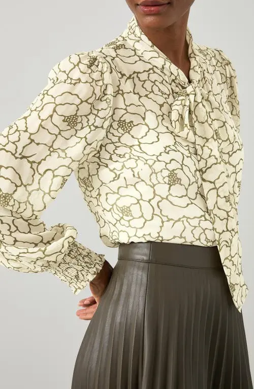 LK BENNETT Penny Peony Tie Neck Top