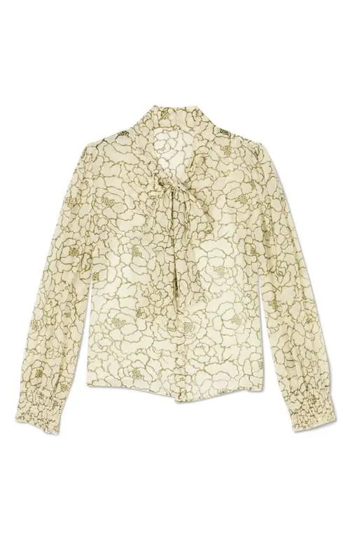 LK BENNETT Penny Peony Tie Neck Top