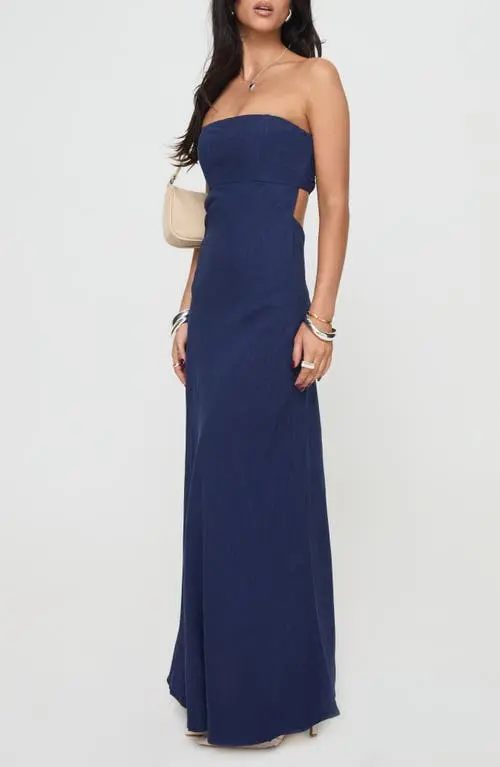 open lace back dress Irena Strapless Maxi Dress Navy