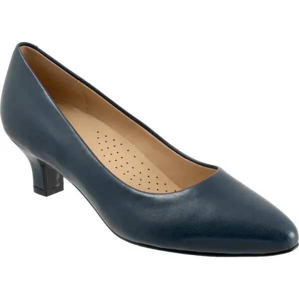 Trotters Kate Pointed Toe Kitten Heel Pump - Navy