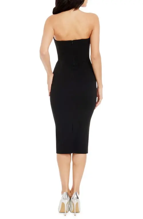 Dress The Population Erica Sequin Bow Strapless Cocktail Sheath Dress -  Black-Silver - 47% Off | Editorialist