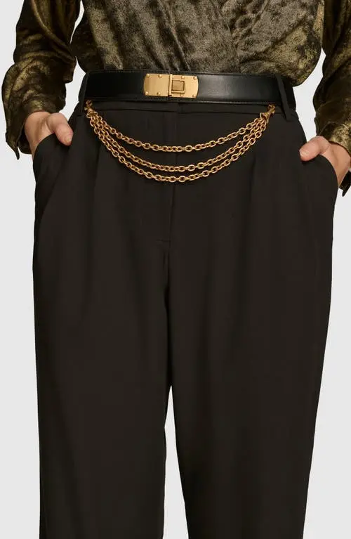Donna Karan New York Chain Belt Wide Leg Pants - Black