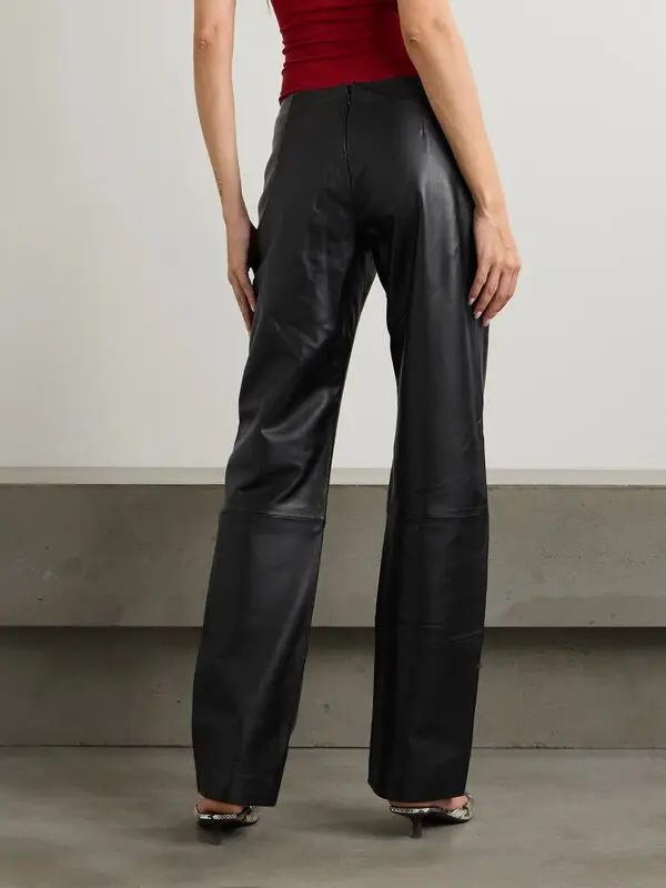 ST. AGNI Paneled Textured-leather Straight-leg Pants