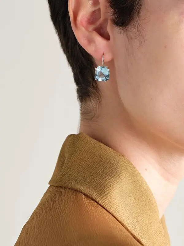 Mateo 14-karat Gold, Topaz And Diamond Drop Earrings
