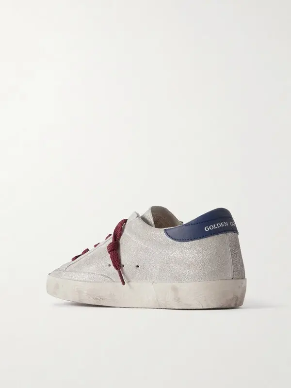 GOLDEN GOOSE Super-star Leather-trimmed Metallic Suede Sneakers - White